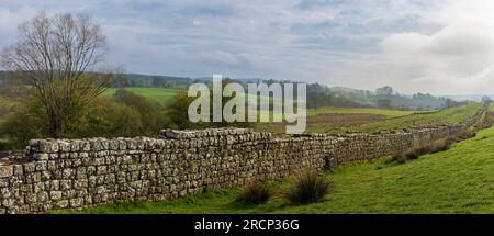 Hadrian's wall near Birdoswald on the Cumbria Northumberland border ...