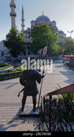 Statue and water feature in with the Yeni Cami Mosque (New Mosque ...