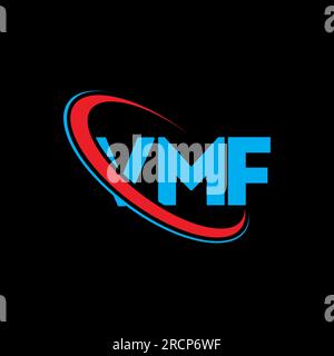 VMF circle letter logo design with circle and ellipse shape. VMF ...