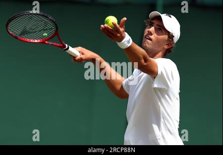 Mark Ceban in action against Svit Suljic during the Boys 14 & Under ...