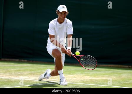 Mark Ceban in action against Svit Suljic during the Boys 14 & Under ...