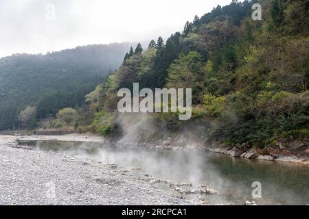 Kawayu Onsen river hot springs along the Kumano Kodo, Wakayama, Japan ...