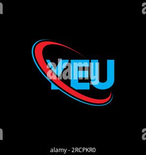 YEU circle letter logo design with circle and ellipse shape. YEU ...