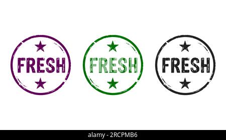 Fresh stamp icons in few color versions. Eco natural and organic ...