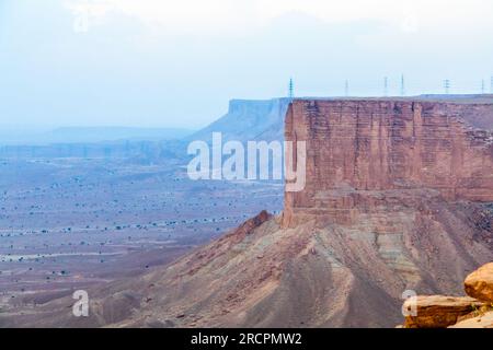 The Jabal Tuwaiq Mountains, with arid desert below, landscape panorama ...