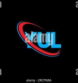 YUL circle letter logo design with circle and ellipse shape. YUL ...