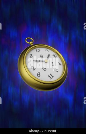 Gold pocket watch with numbers jumbled on the clock face, suggesting ...