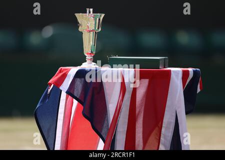 General view of the Girls' Doubles Final trophy following the match ...