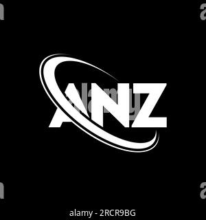 ANZ circle letter logo design with circle and ellipse shape. ANZ ellipse letters with ...