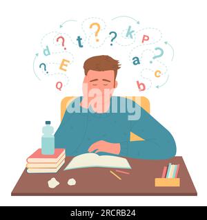 Difficulty in learning, dyslexia and dysgraphia disorder set vector ...