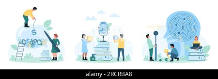 Disability problem of dyslexia, dysgraphia vector illustration. Cartoon ...