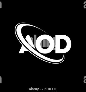 AOD circle letter logo design with circle and ellipse shape. AOD ...