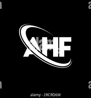 AHF circle letter logo design with circle and ellipse shape. AHF ...