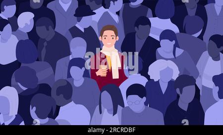 Boy with positive thoughts. Positive mind, good mental health cartoon ...