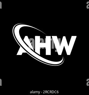 AHW circle letter logo design with circle and ellipse shape. AHW ...