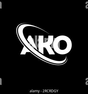 AKO circle letter logo design with circle and ellipse shape. AKO ...