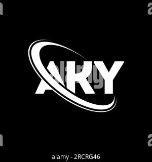 AKY circle letter logo design with circle and ellipse shape. AKY ...