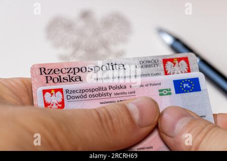 Poland, Old and new ID card, identity document of a Polish citizen ...