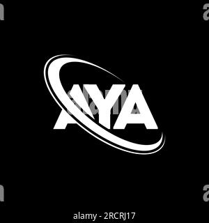 AYA circle letter logo design with circle and ellipse shape. AYA ...