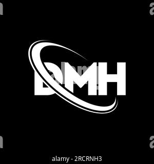 DMH circle letter logo design with circle and ellipse shape. DMH ...