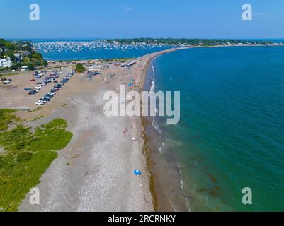 Marblehead Devereux Beach aerial view with Boston city skyline at the ...
