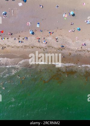 Marblehead Devereux Beach aerial view with Boston city skyline at the ...