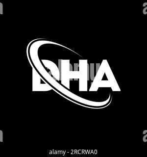 DHA circle letter logo design with circle and ellipse shape. DHA ...