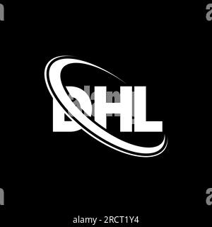 DHL circle letter logo design with circle and ellipse shape. DHL ...