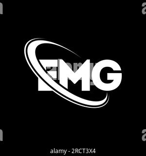EMG circle letter logo design with circle and ellipse shape. EMG ...