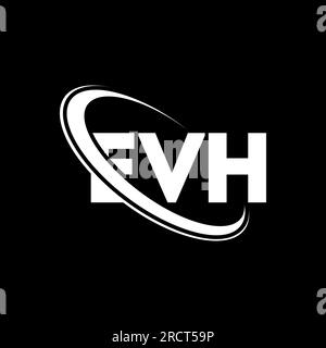 EVH circle letter logo design with circle and ellipse shape. EVH ...
