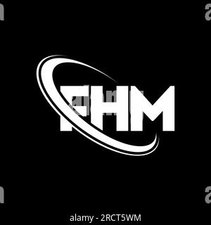 FHM circle letter logo design with circle and ellipse shape. FHM ...
