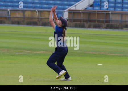 Leeds, 15 July 2023. Emma Marlow taking a catch for Northern Diamonds ...
