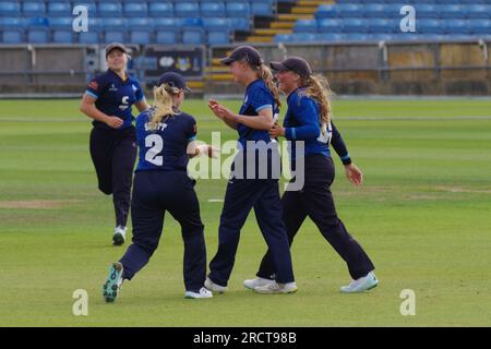 Leeds, 15 July 2023. Emma Marlow taking a catch for Northern Diamonds ...
