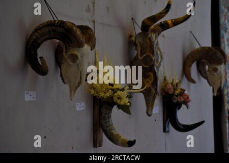 July 15, 2023, Srinagar Kashmir, India : Bone carving artisan Aziz Ul ...