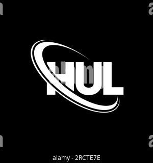 HUL circle letter logo design with circle and ellipse shape. HUL ...