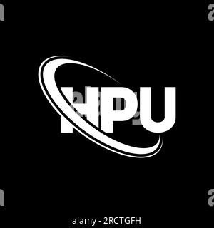 HPU circle letter logo design with circle and ellipse shape. HPU ...