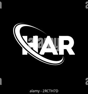 HAR circle letter logo design with circle and ellipse shape. HAR ...