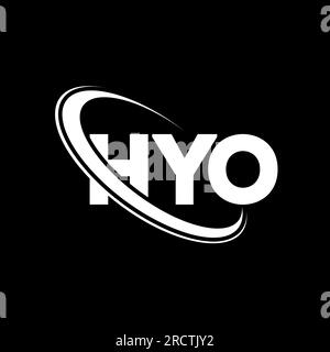HYO circle letter logo design with circle and ellipse shape. HYO ...