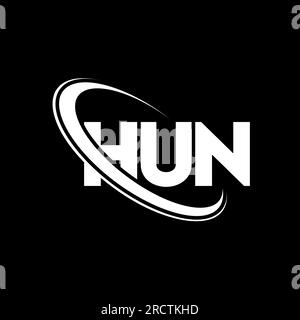 HUN circle letter logo design with circle and ellipse shape. HUN ...