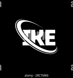 IKE circle letter logo design with circle and ellipse shape. IKE ...