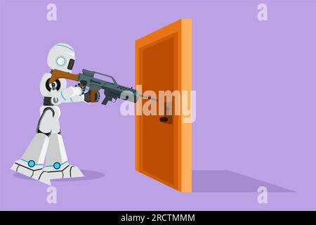 Business flat drawing robot pointing up finger symbol. Robot finger ...