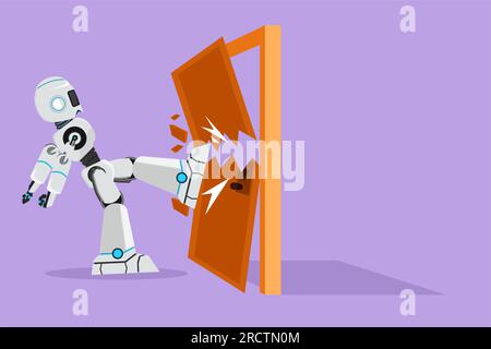 Character flat drawing robot at the door welcomes his friend in ...