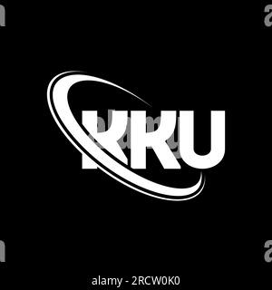 KKU circle letter logo design with circle and ellipse shape. KKU ellipse letters with ...
