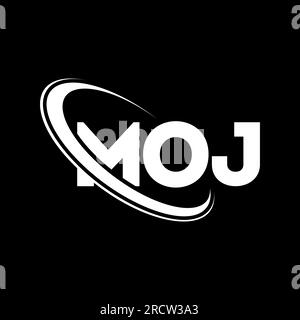 MOJ circle letter logo design with circle and ellipse shape. MOJ ...