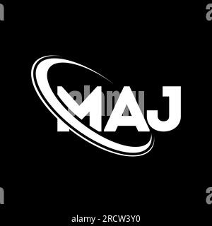 MAJ circle letter logo design with circle and ellipse shape. MAJ ...