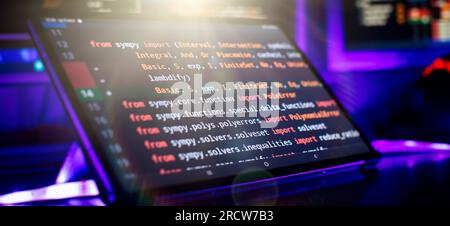 Software Programming Work Time. Program development concept. IT technology background Stock ...