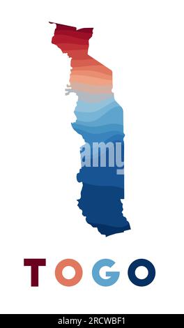 Togo MAP in Blue, Country Map, Togo, Border Map, Border line of Togo ...