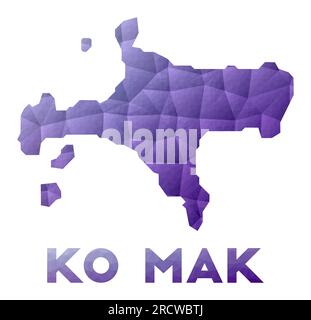 Vector polygonal Ko Mak map. Vibrant geometric island in low poly style. Captivating ...