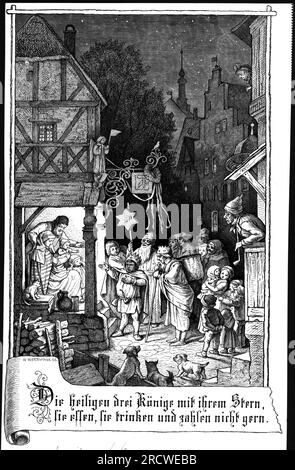 Christmas, carol singing,carol singing of the Three Wise Men in the ...