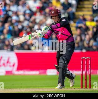 Tom Banton batting for Somerset in the semi final of the Vitality Blast ...